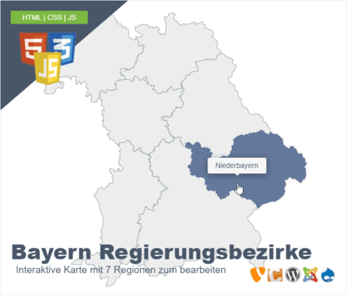 kostenlose Bayern Regierungsbezirke Landkarte | JsonBix
